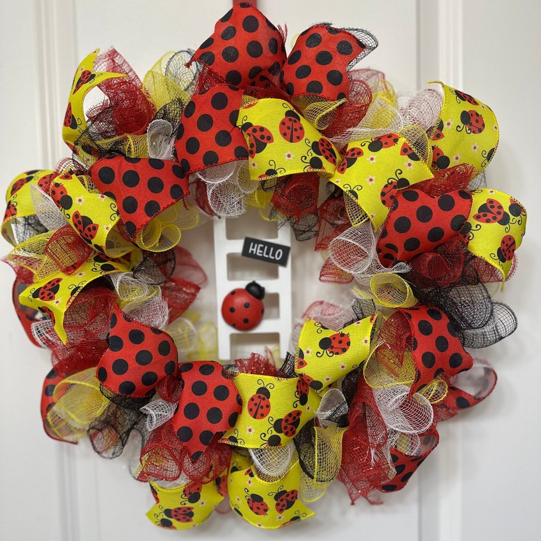Ladybug Wreath, Lady Bug Wreath, Summer Wreath, Deco Mesh Ladybug ...
