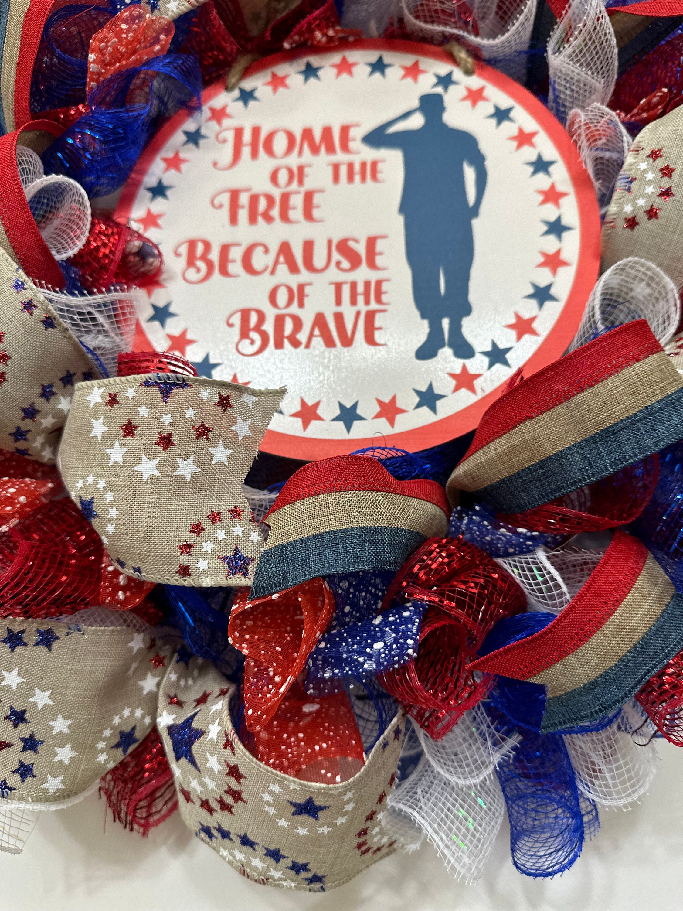 Memorial Day Wreath, Memorial Day Deco Mesh Wreath, Memorial Day Front ...
