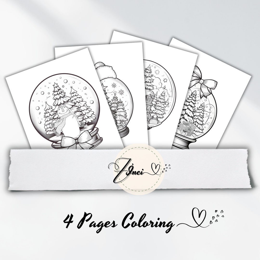 Snow Globe Coloring Bundle Christmas & Winter Pages, Festive Printables ...