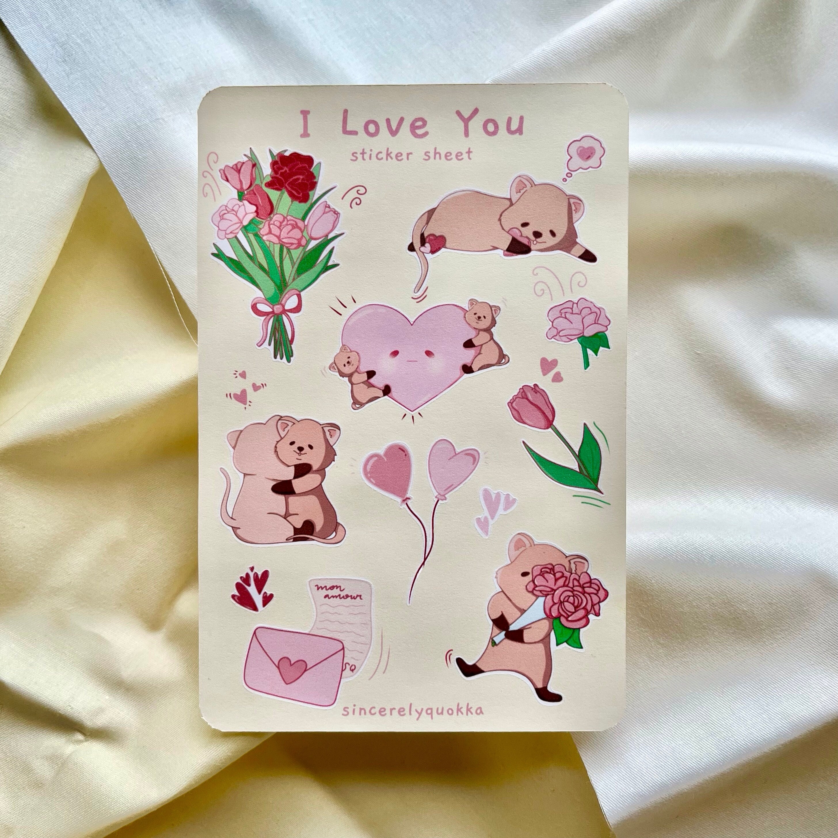 Kawaii Cute Love Quokka Vinyl Sticker Sheet Matte Bullet Journal ...
