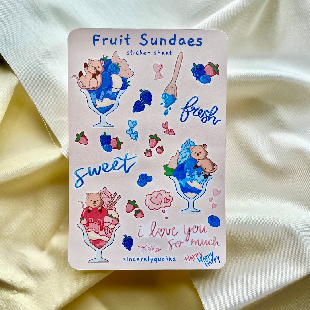 Kawaii Cute Sundae Quokka Vinyl Sticker Sheet Matte Bullet Journal ...