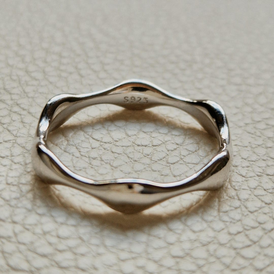 Sterling Silver Wavy Ring – Organic Sculptural Band | Minimalist ...