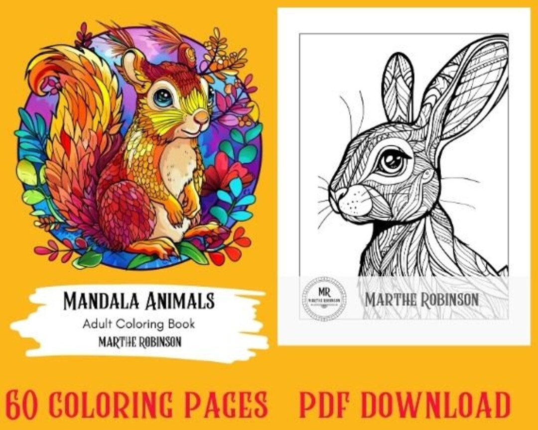 Mandala Animals: 60 Animals Adult Coloring Book by Marthe Robinson ...