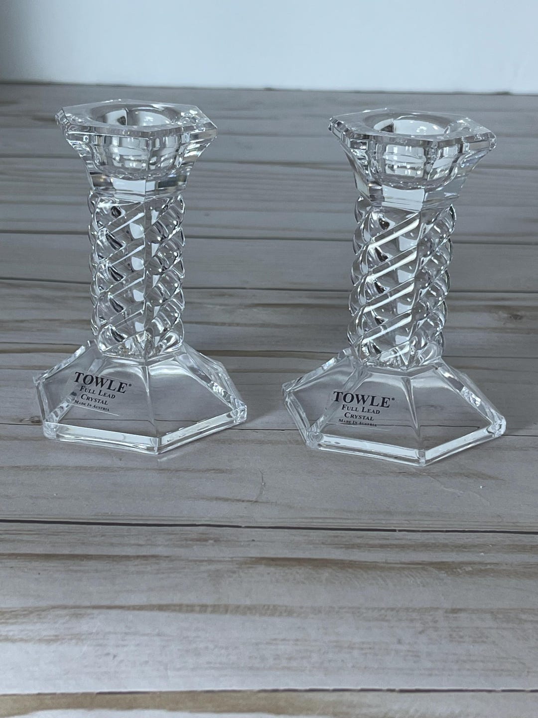 Towle Fine Crystal Candle Sticks Set of 2 Vintage Elegance 4”H Made in ...