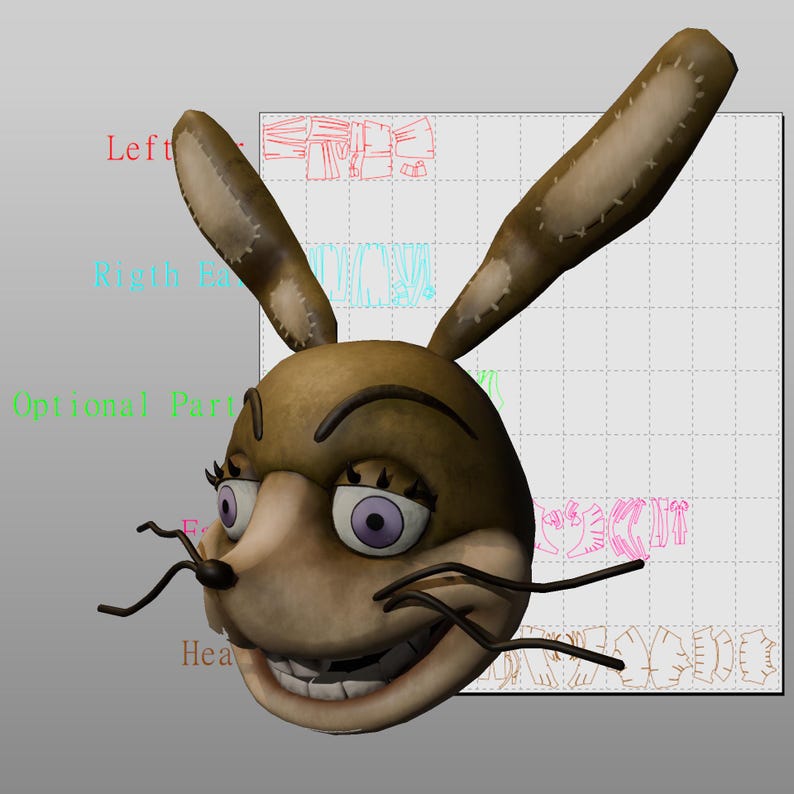 Glitchtrap Virus Help Wanted Head Cosplay Foam and Paper Pepakura ...