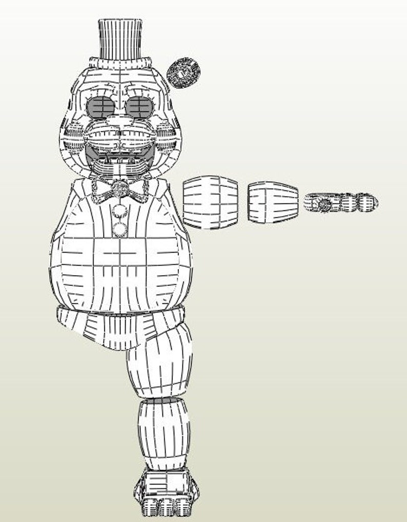 Toy Freddy Cosplay Foam and Paper Pepakura Templates Foam Template - Etsy