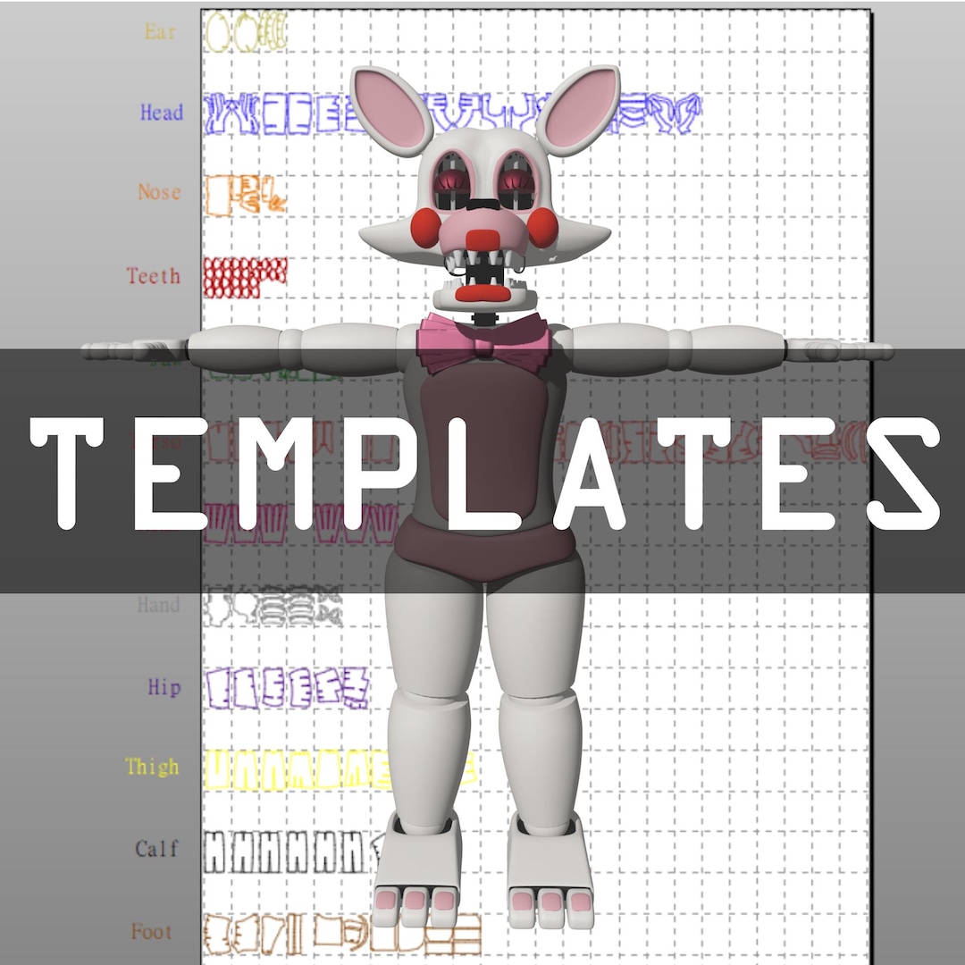 Mangle Toy Foxy Cosplay Foam and Paper Pepakura Templates Foam Template ...