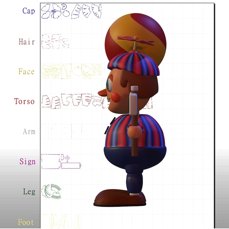 Balloon Boy FNAF Espuma y papel Pepakura Plantillas Foam Template para ...