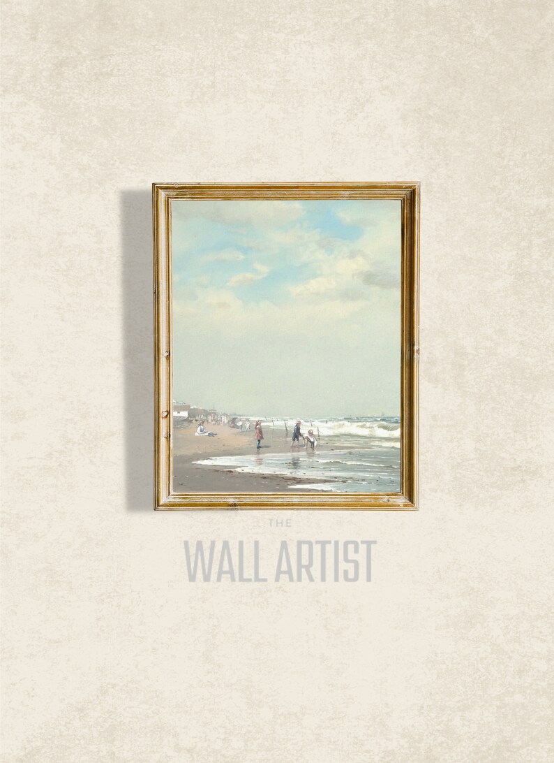 Vintage Beach Day Printable Art | Antique Coastal Scene | Instant ...