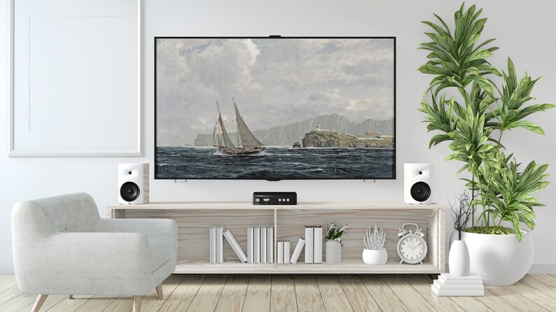 Samsung Frame TV 4K Art | Vintage NAUTICAL SAILBOAT Oil Painting | Home ...