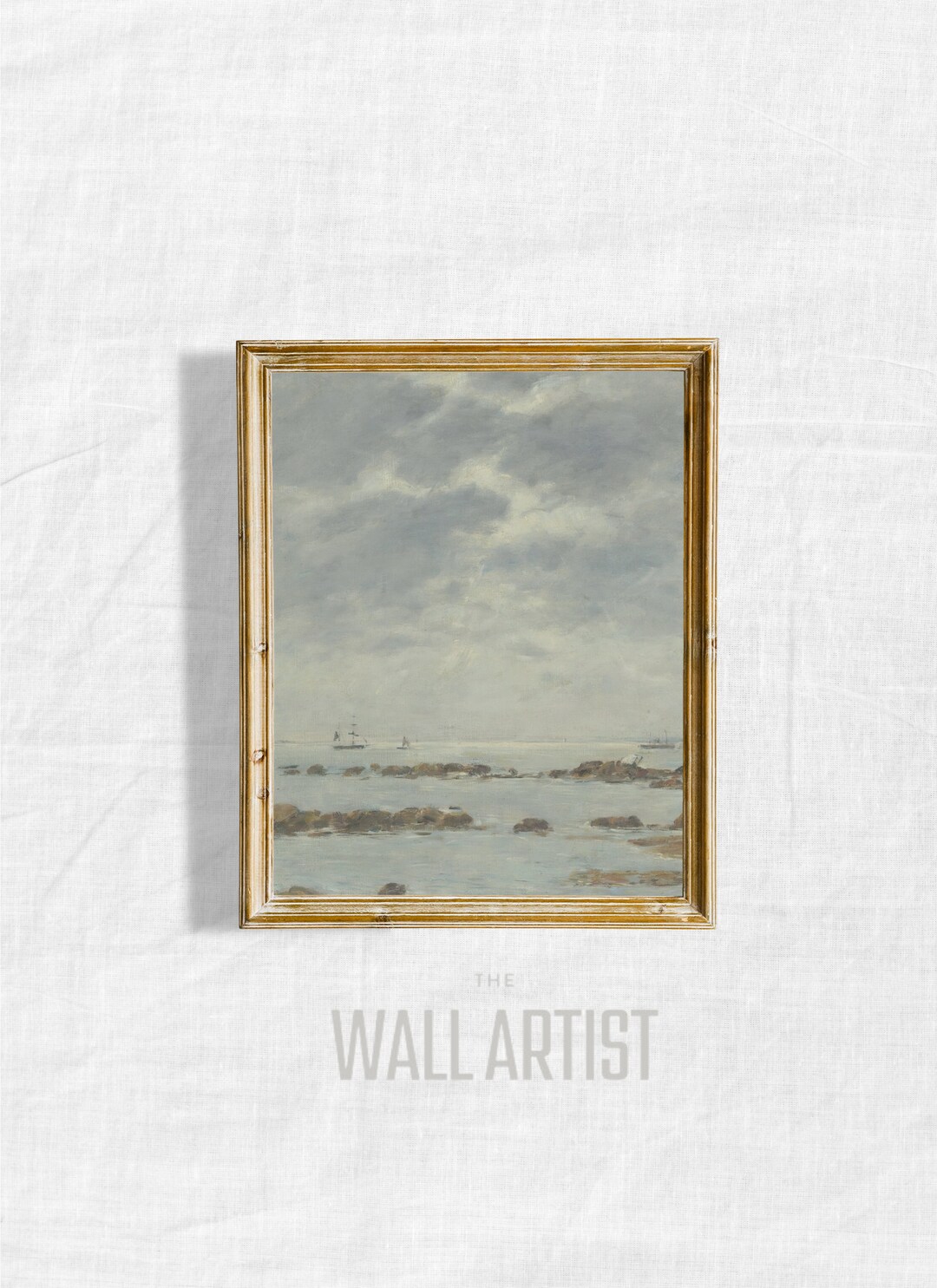 Vintage Coastal Scene Print Antique Seascape Artwork Nautical Ocean ...