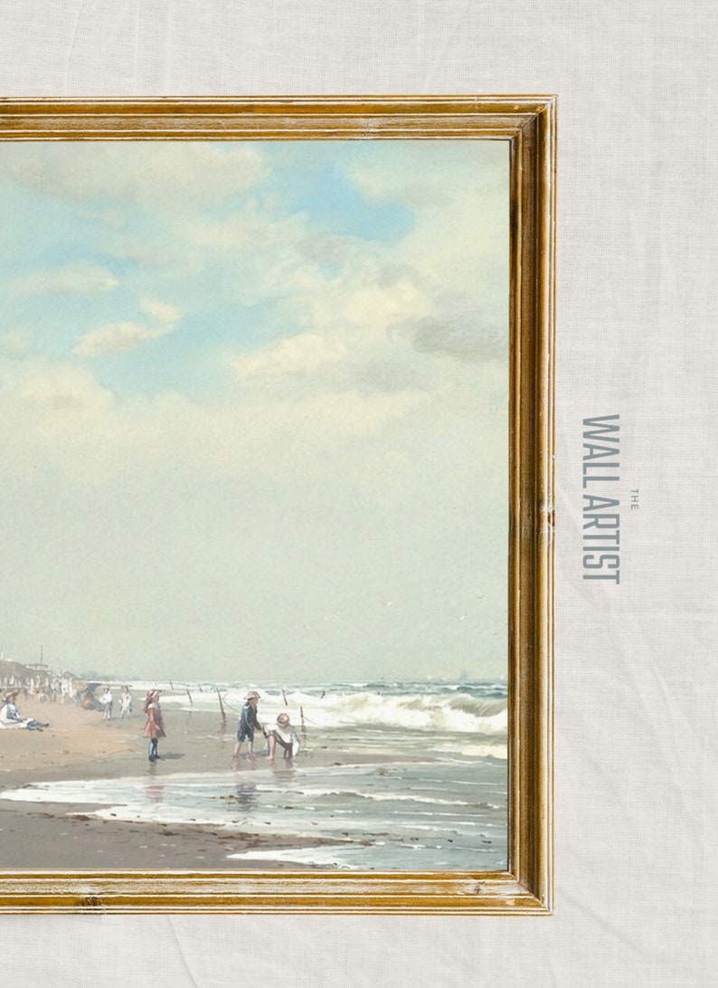 Vintage Beach Day Printable Art | Antique Coastal Scene | Instant ...