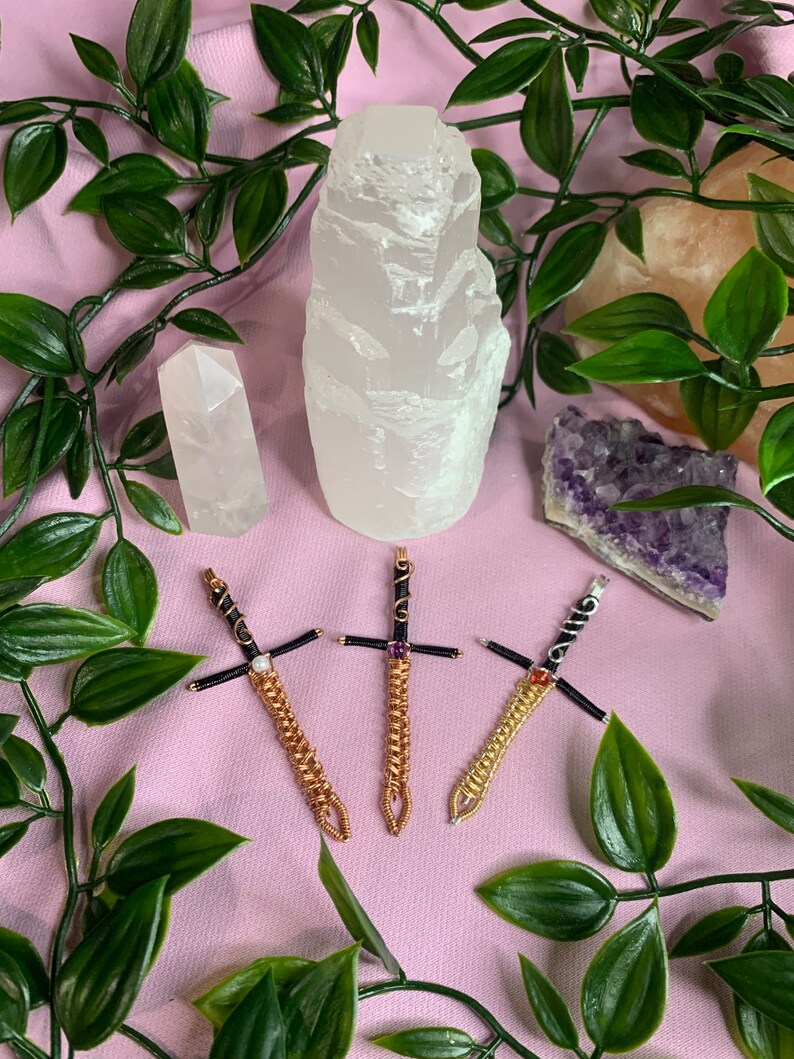 Wire Wrap Sword Pendant Necklace - Etsy