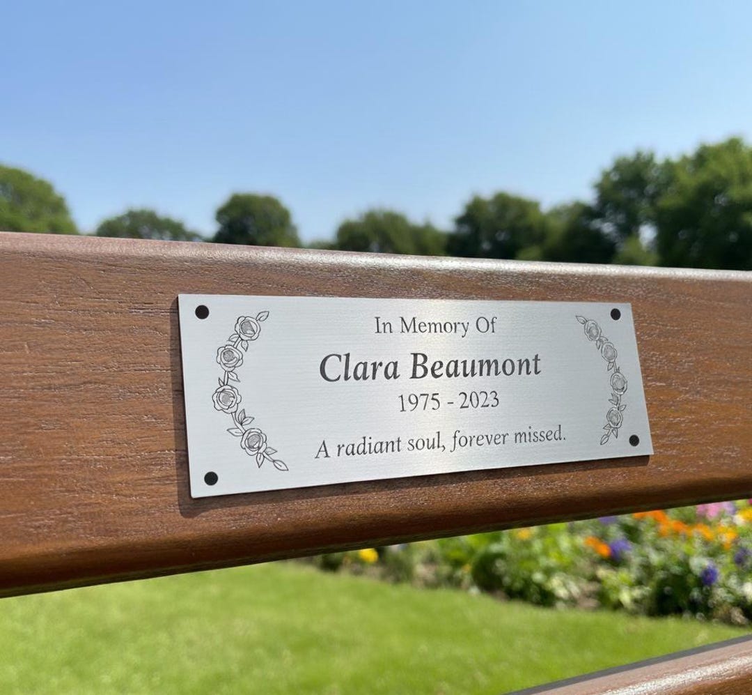 Personalised Memorial Bench Plaque, Custom Engraved Garden Plaque ...