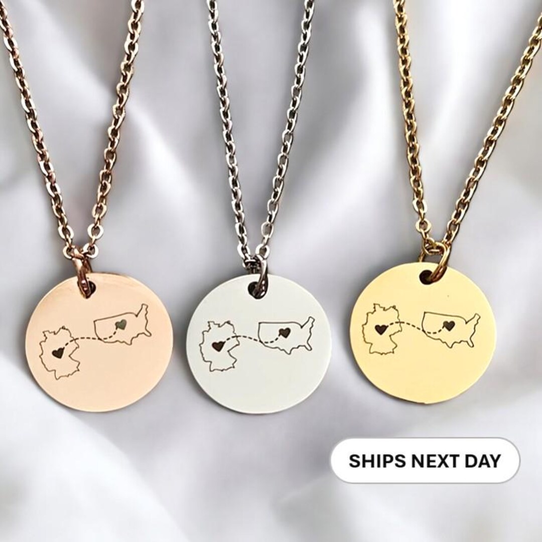 Personalised Country Necklace Two Home Necklace Valentine's Gift ...