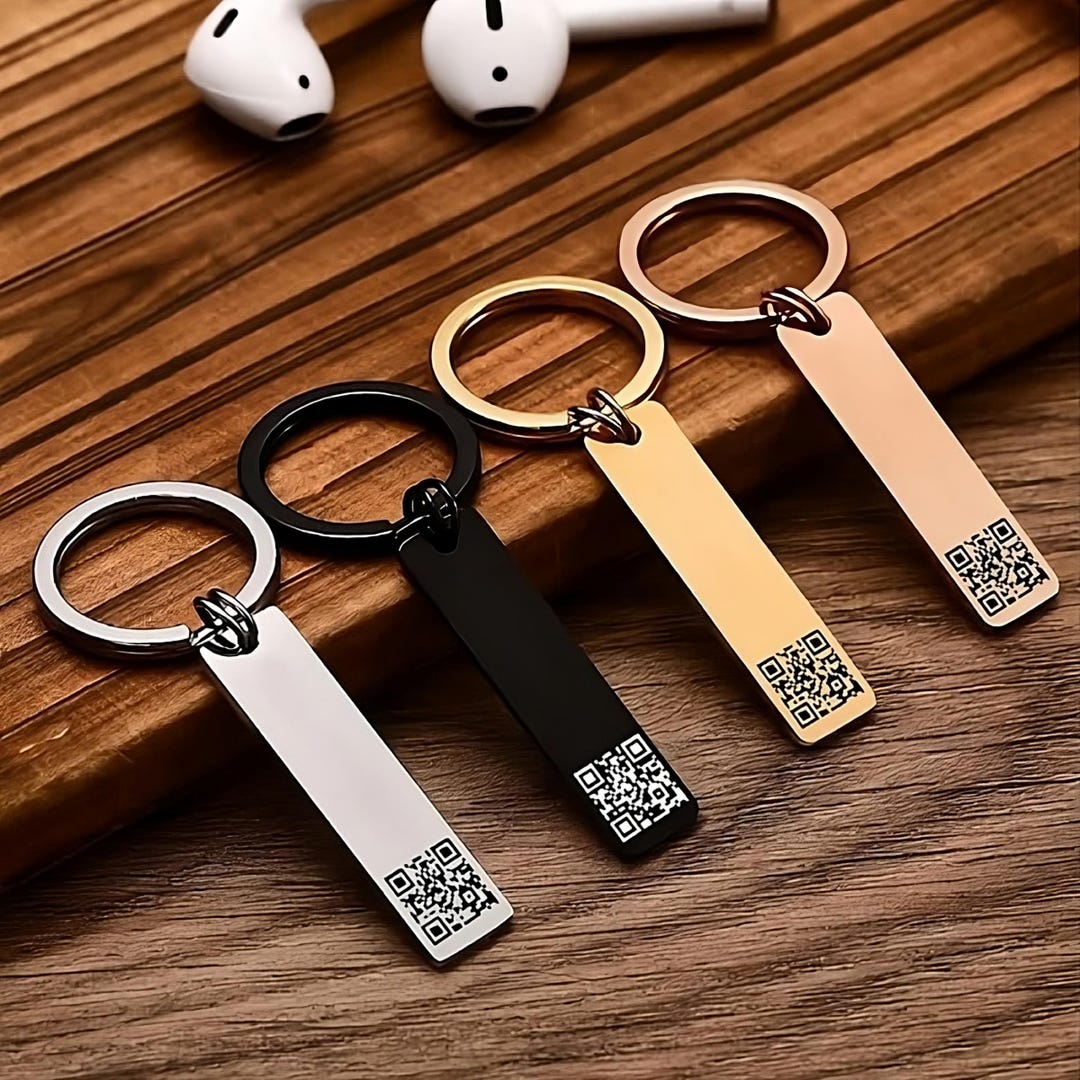 Personalised QR Code Keychain Music Scannable Keyring Personalised Gift ...