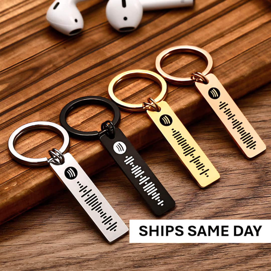 Personalised Spotify Keychain Music Scannable Keyring Personalised Gift ...