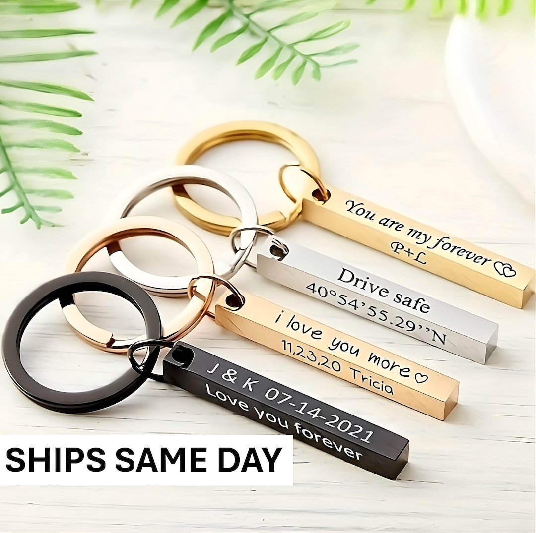 Personalised Bar Keychain Engraved Keyring Personalised Bar Keyring ...