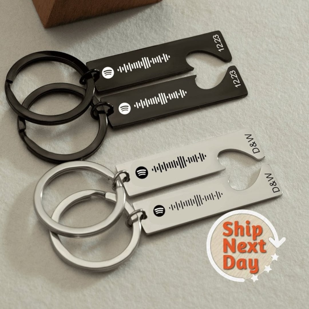 Personalised Spotify Heart Keychain Engraved Music Keyring Song ...