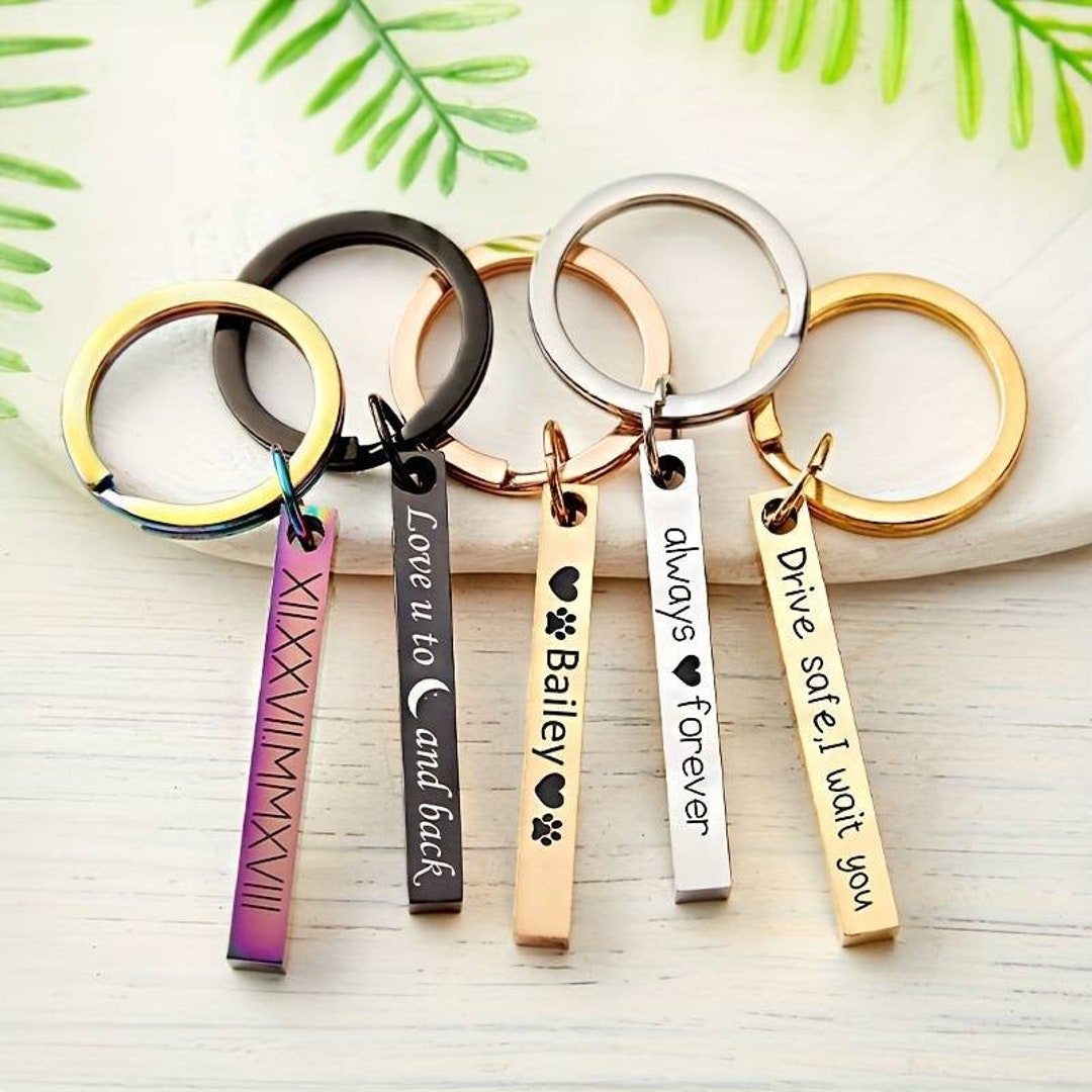 Personalised Bar Keychain Engraved Keyring Personalised Bar Keyring ...