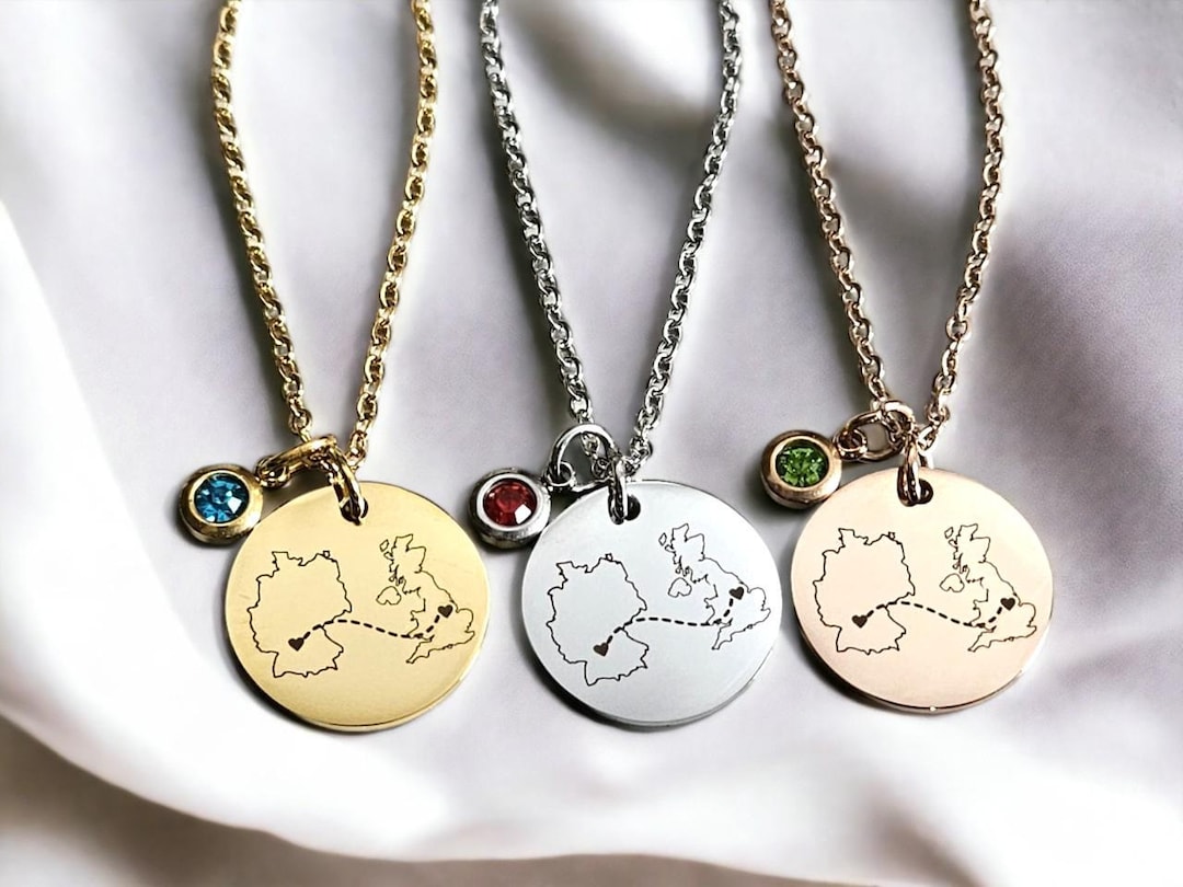 Personalised Country Necklace Two Home Necklace State Necklace Long ...