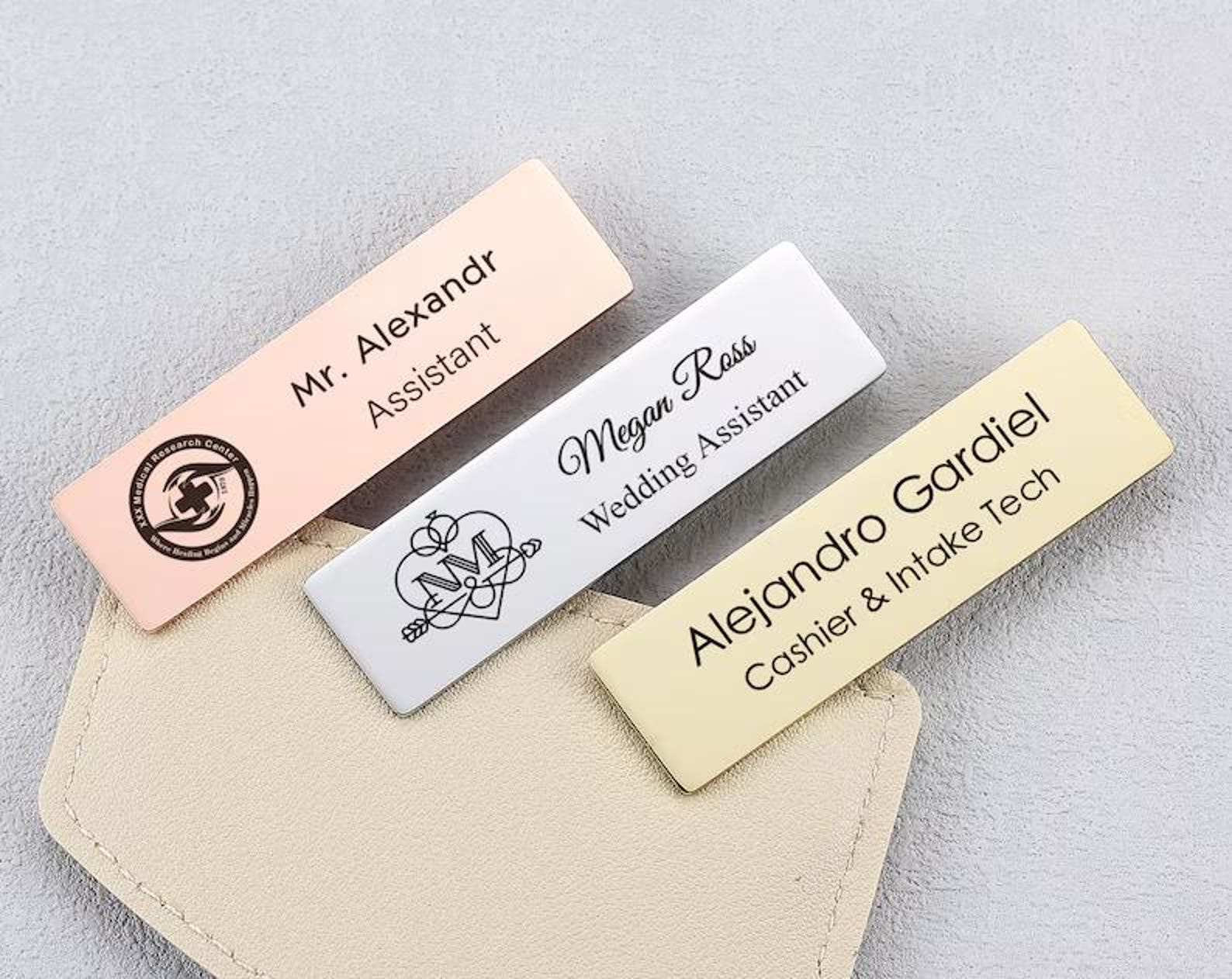 Custom Name Badge Engraved Name Tag Brooch Name Tag Staff ID Pin Office ...
