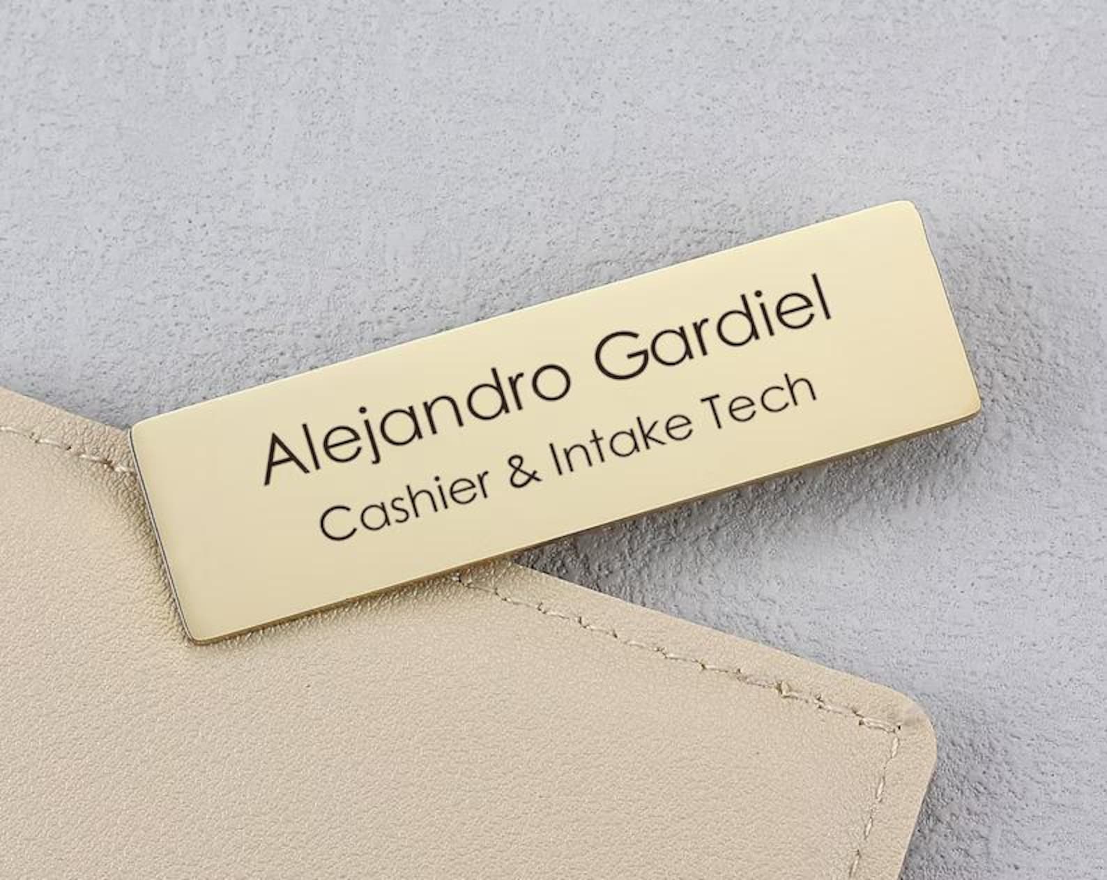 Custom Name Badge Engraved Name Tag Brooch Name Tag Staff ID Pin Office ...