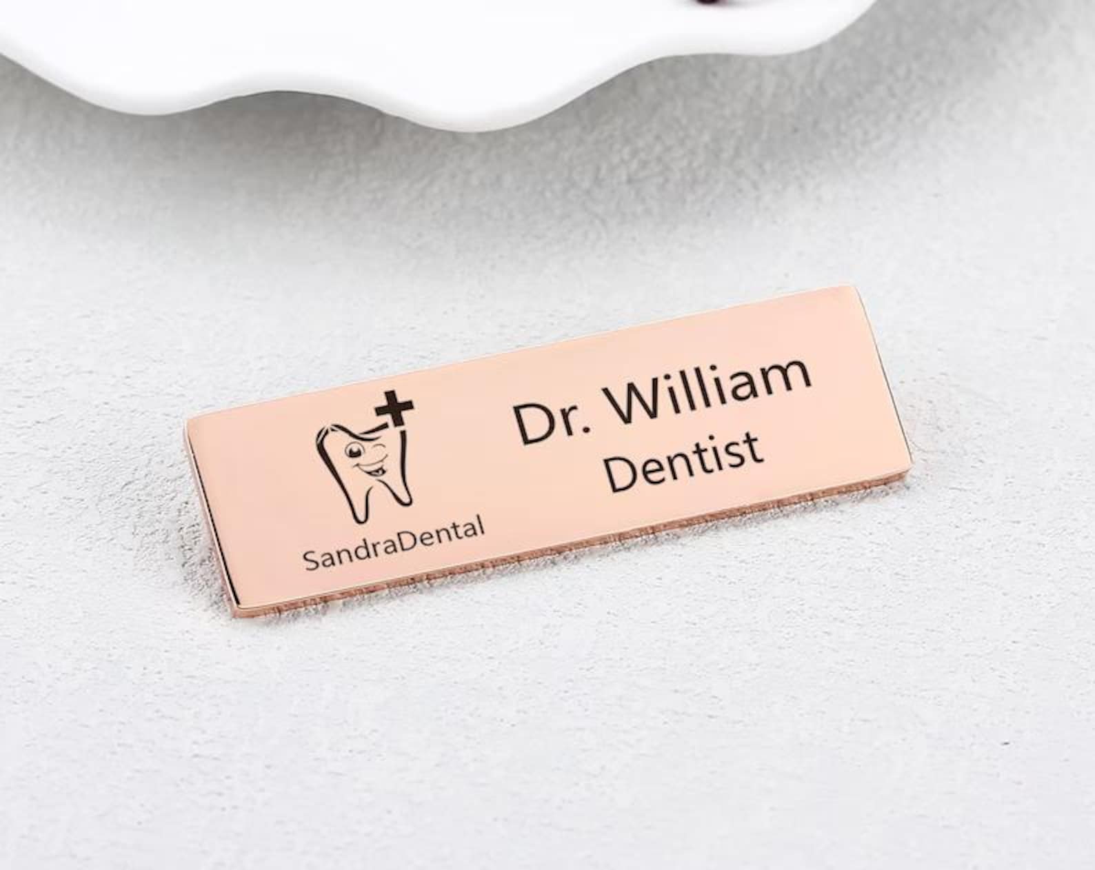 Custom Name Badge Engraved Name Tag Brooch Name Tag Staff ID Pin Office ...