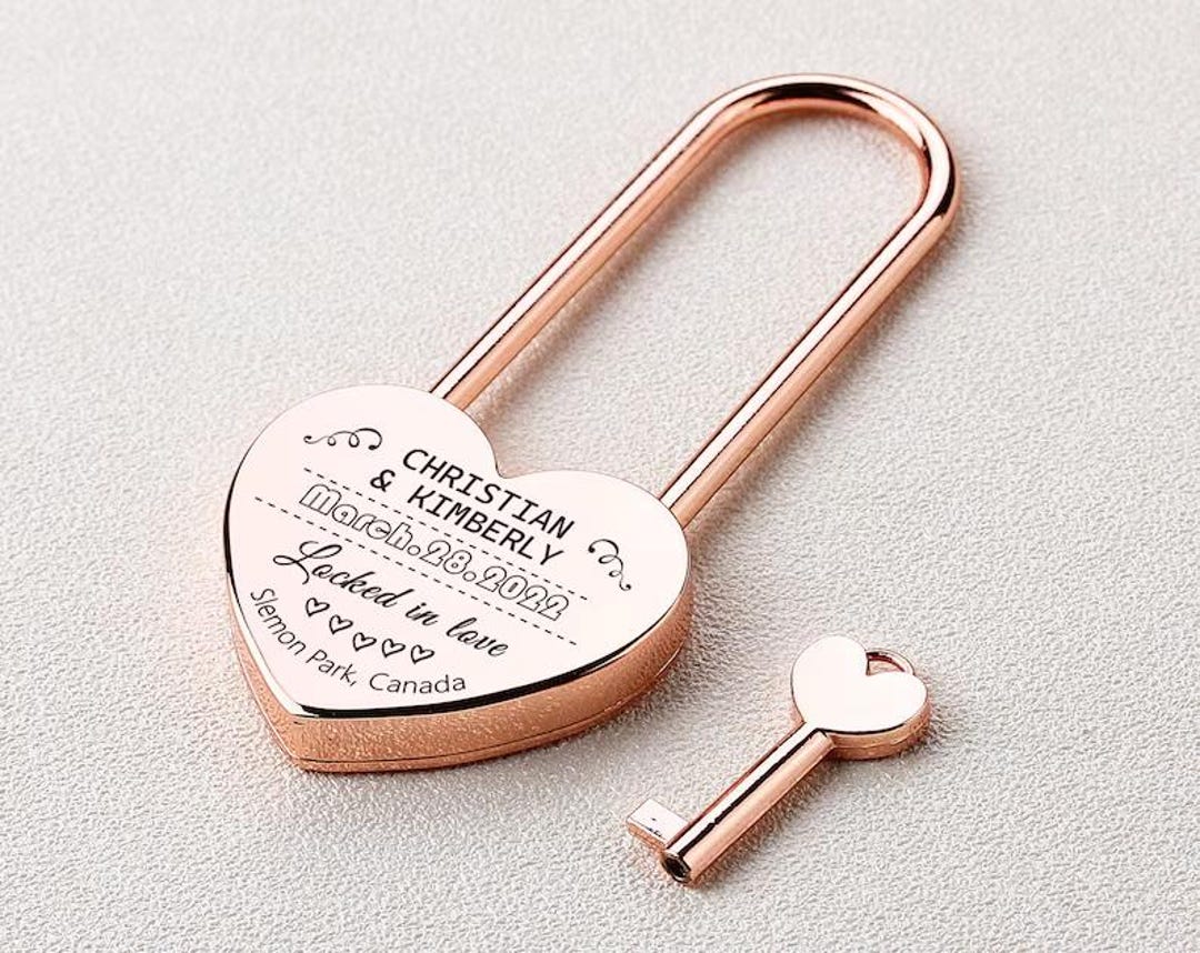 Personalized Heart Love Lock With Key, Personalised Lock for Love, Love ...