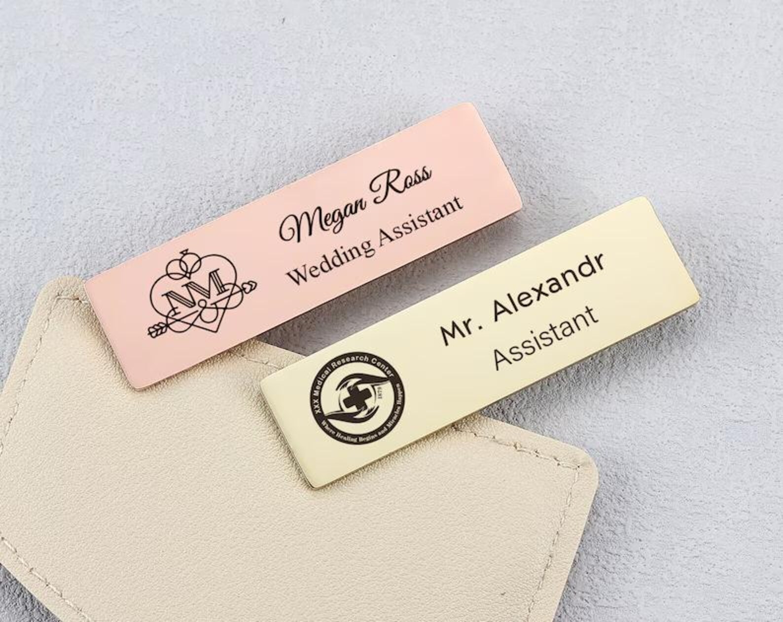 Custom Name Badge Engraved Name Tag Brooch Name Tag Staff ID Pin Office ...