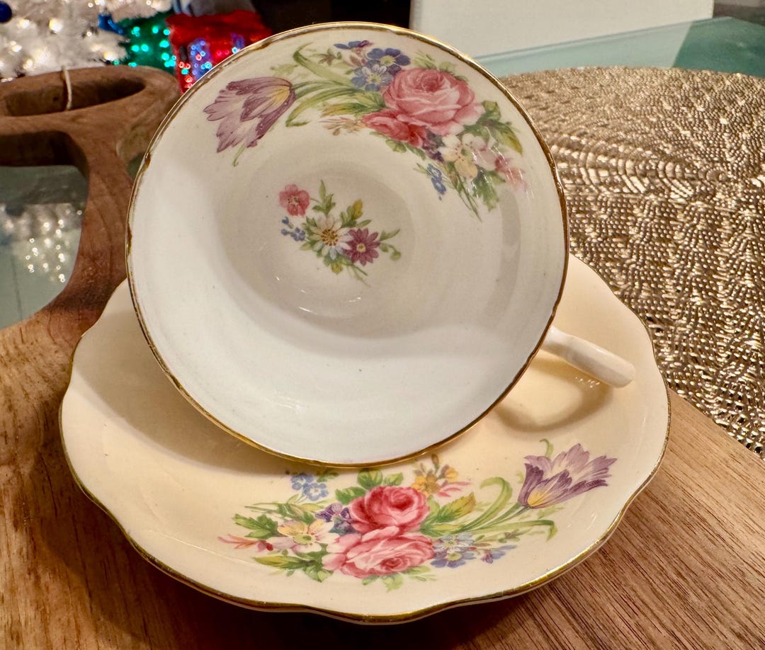 Vintage Foley Bone China Cup and Saucer - Floral Tulip and Rose Design ...