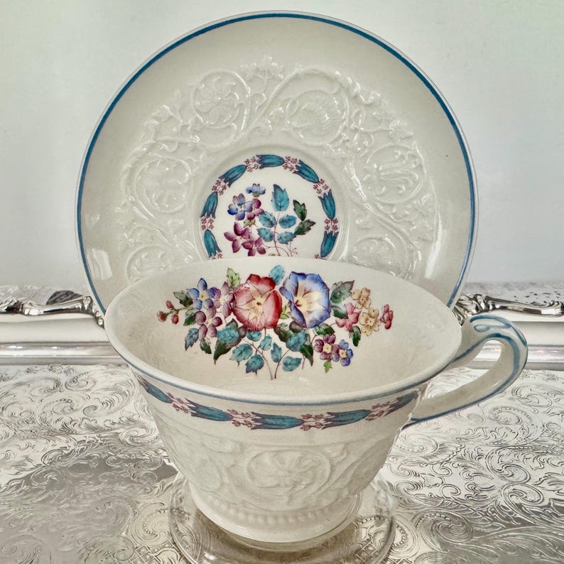 Vintage Wedgwood Patrician “morning Glory” Embossed Teacup & Saucer ...