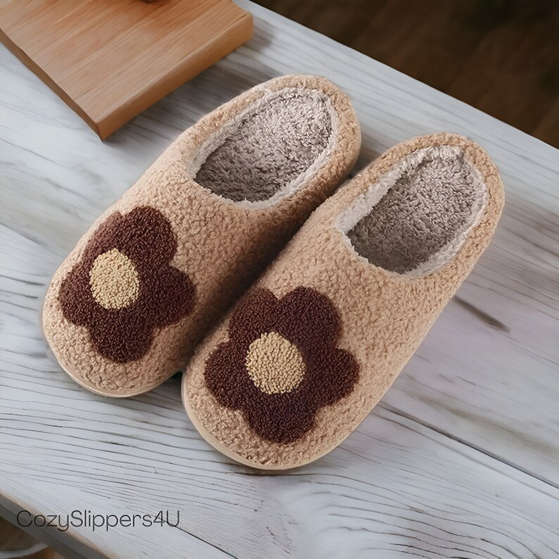 Cozy Flower Slippers Warm Cozy Slides With Rubber Sole Cute Funny House Slippers Home Slides