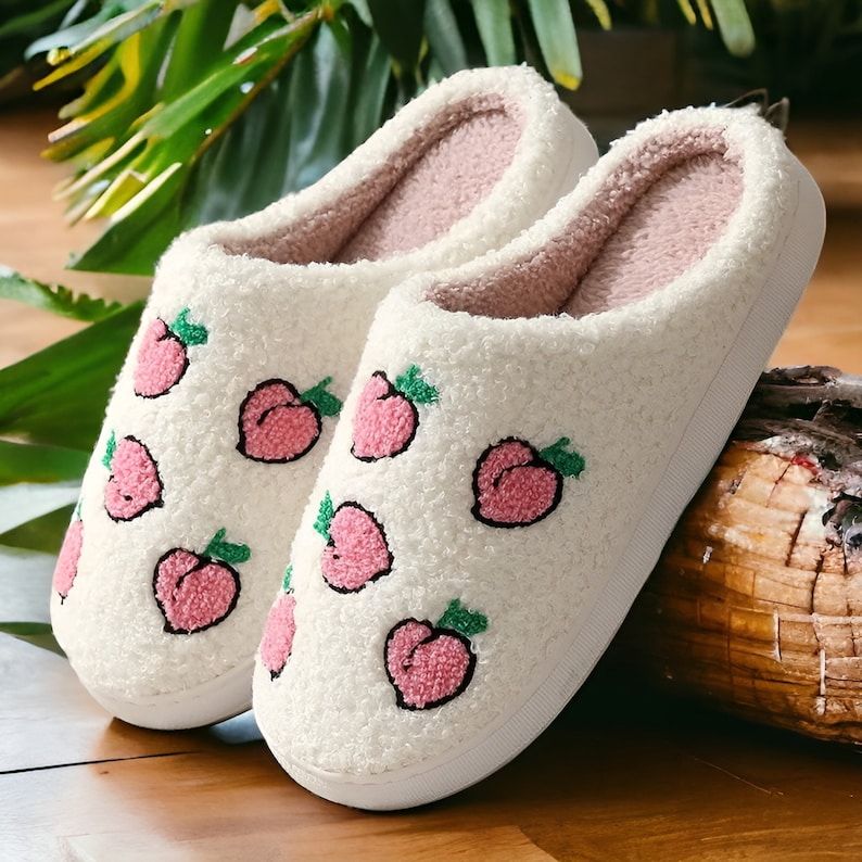4 Different Fruit Slippers Cozy Peach Slides With Rubber Sole Cute ...