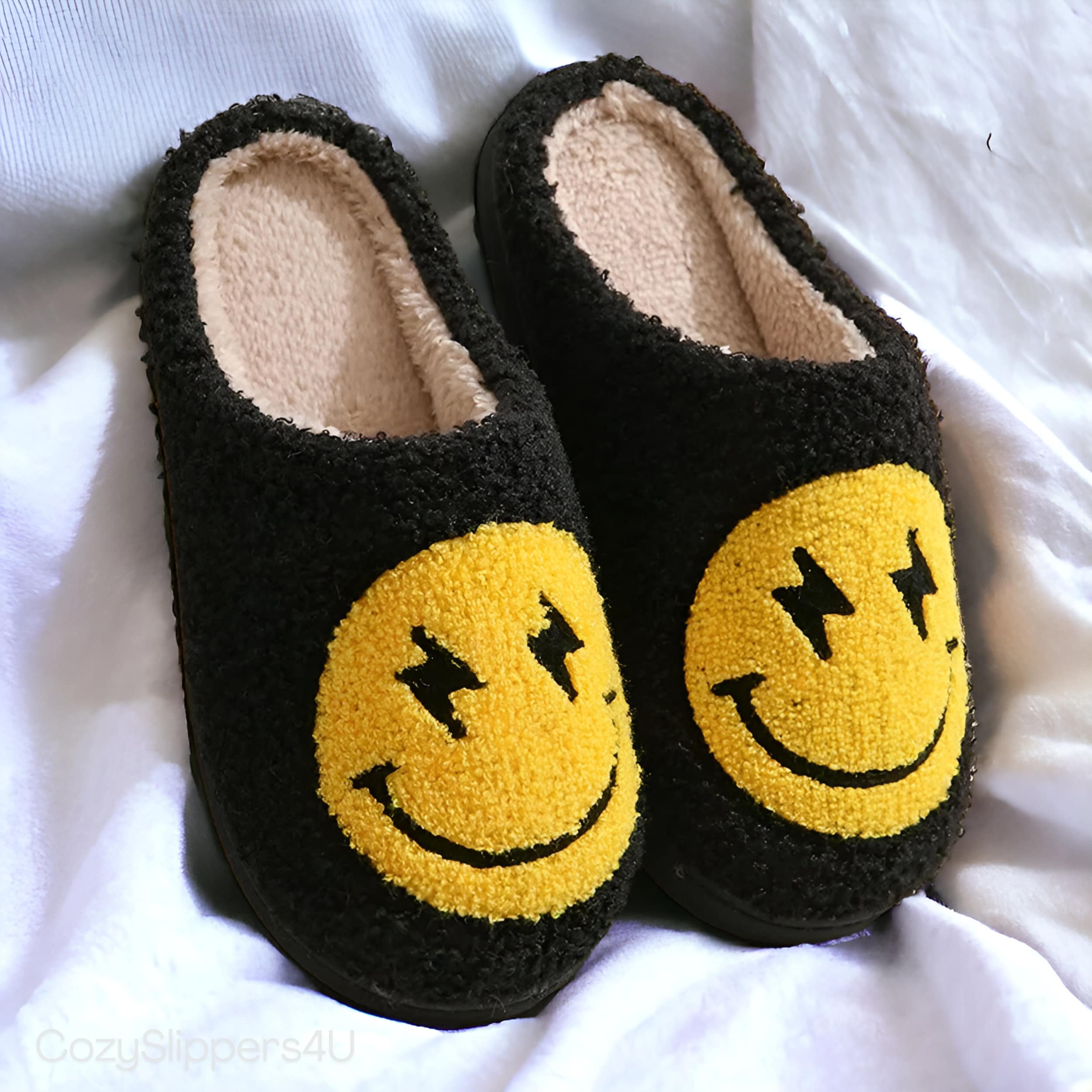 Cozy Smiley Slippers Cute, Funny Slides With Rubber Sole Cute, Funny ...