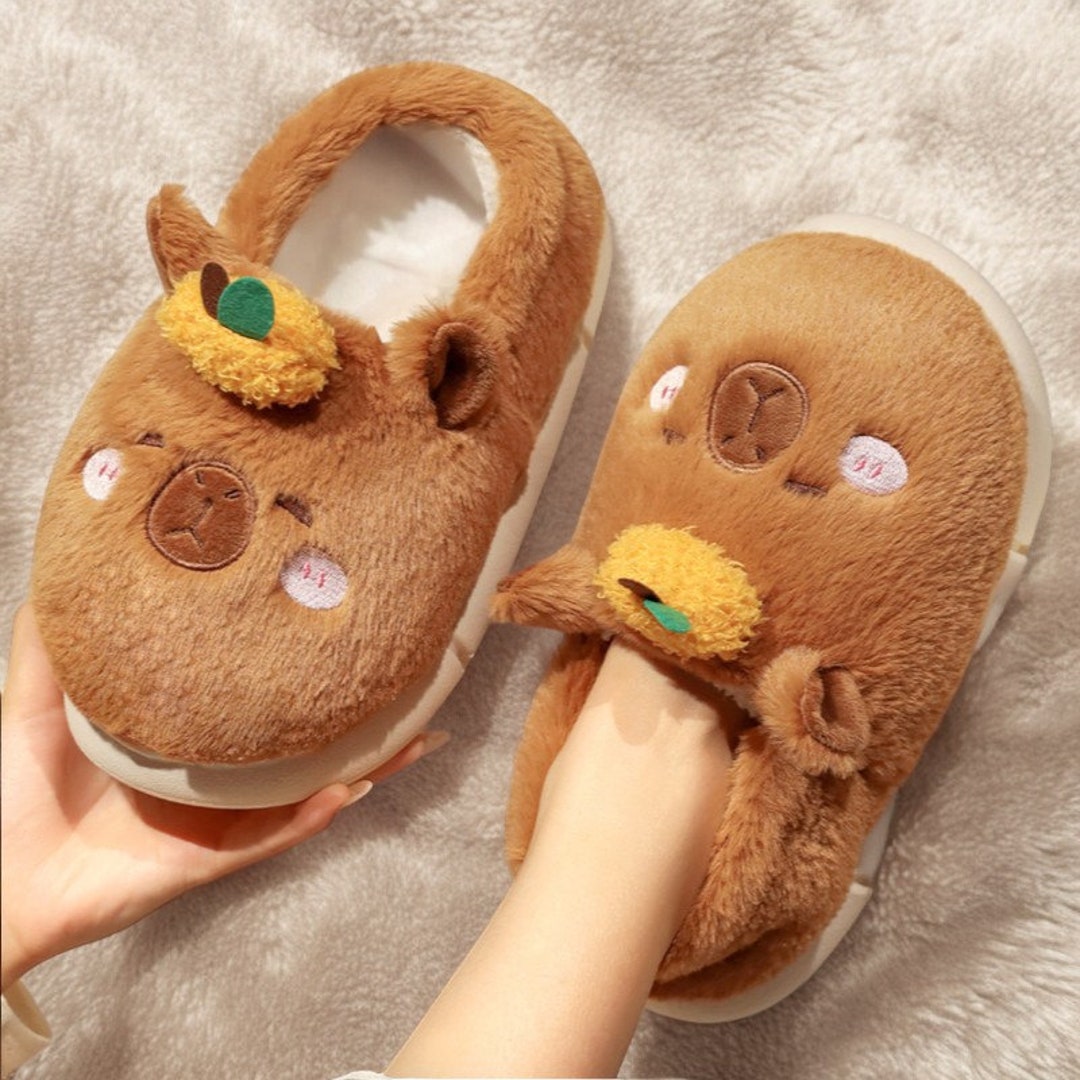 Capybara Slippers Cozy Fur Slides With Rubber Sole Cute, Stylish House ...