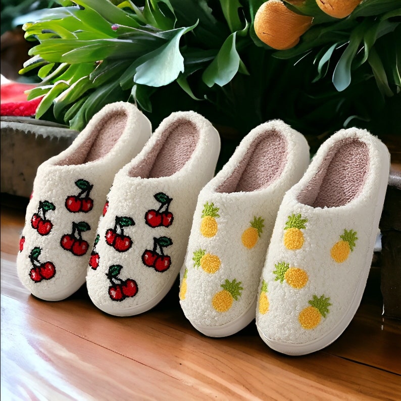 4 Different Fruit Slippers Cozy Peach Slides With Rubber Sole Cute ...