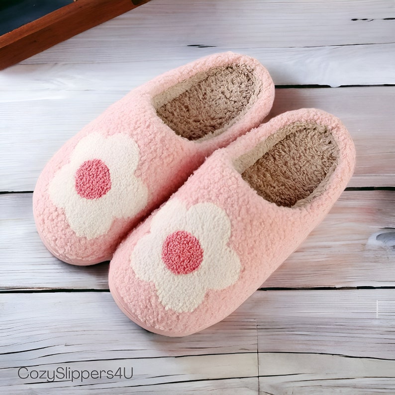 Cozy Flower Slippers Warm, Cozy Slides With Rubber Sole Cute, Funny ...