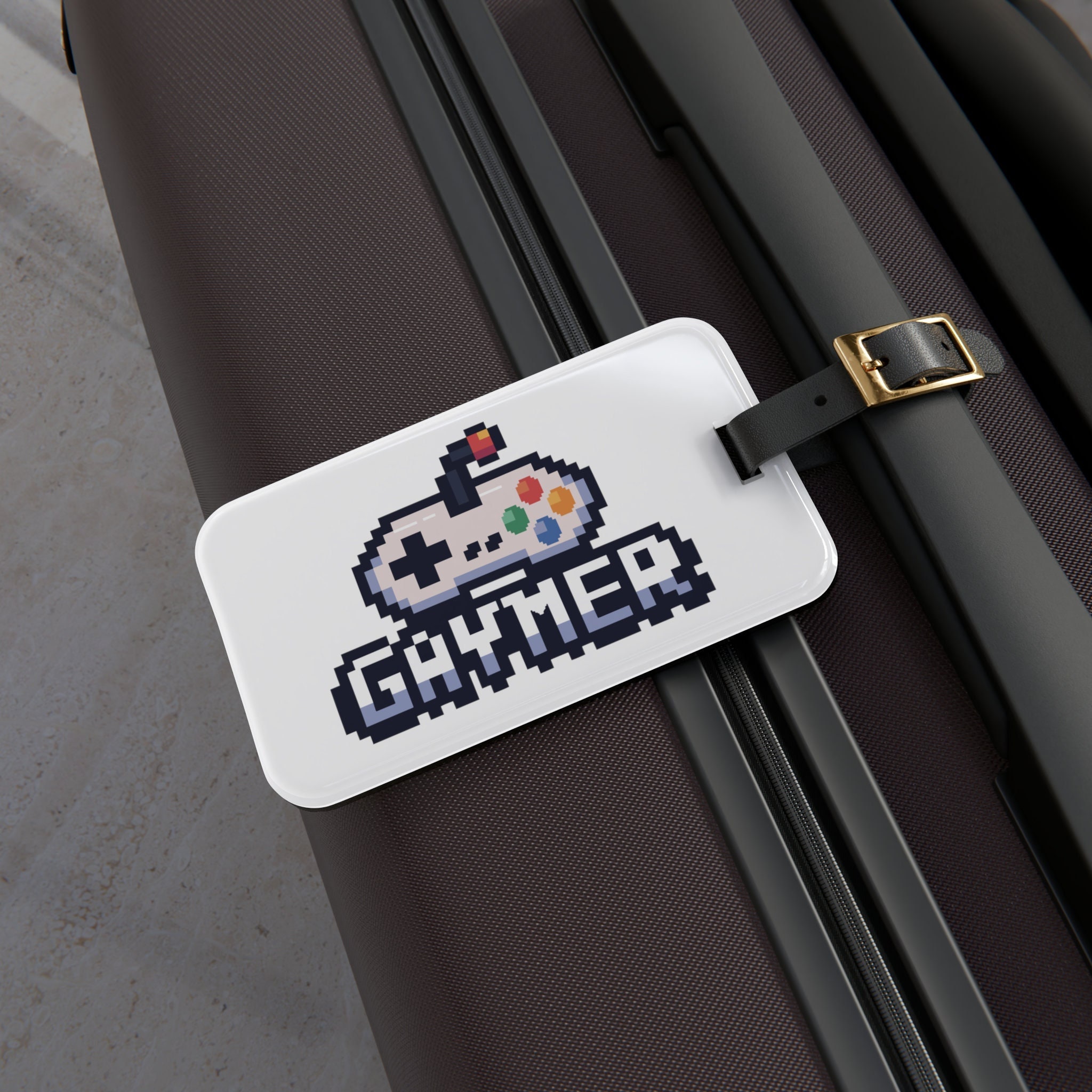 GAYMER 8-bit Rainbow Pixel Controller Luggage Tag - LGBTQ Pride Travel ...