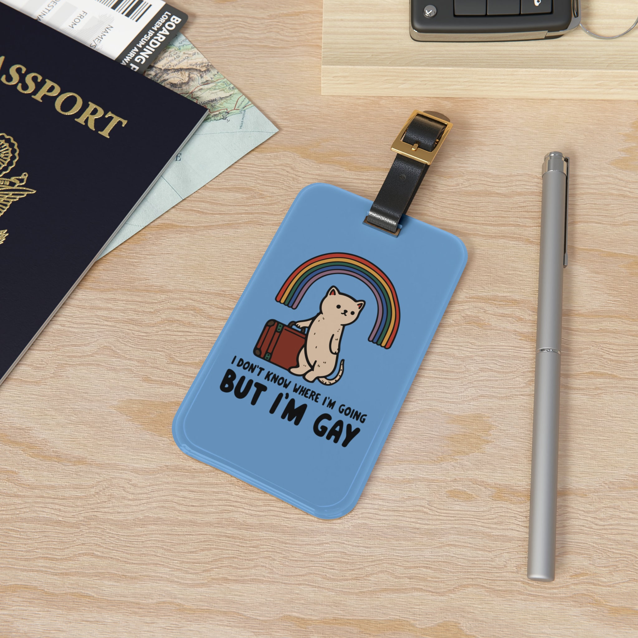 Charming LGBTQ Cat Meme Luggage Tag | 'I Don't Know Where I'm Going but ...