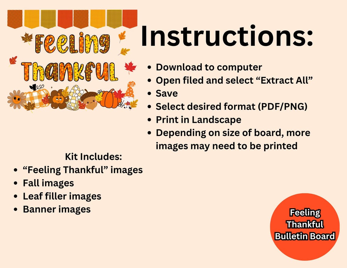 Feeling Thankful Bulletin Board Kit - Etsy