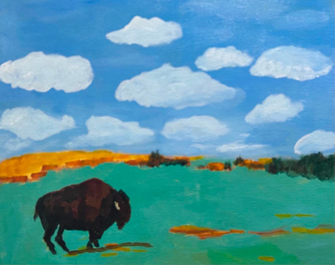 Acrylic Original Bison Painting on Canvas, 16 X 20 - Etsy