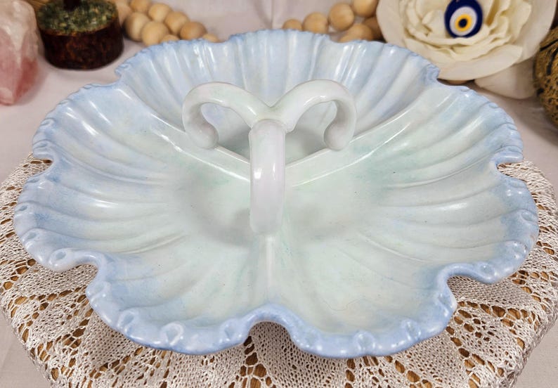 Vintage Handpainted Blue Serving Platter With Handle - Etsy