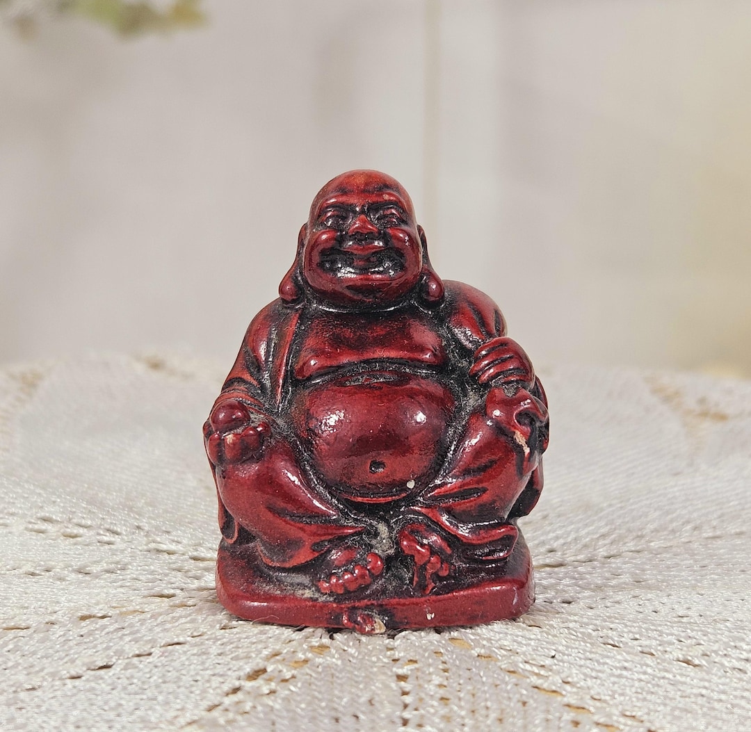 Mini Buddha Red Resin Figurine - Etsy