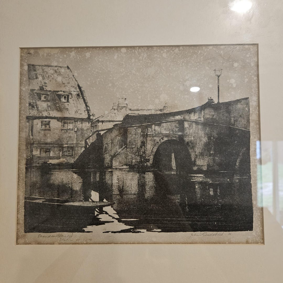 Vintage John Goodchild Oil Lithograph 'brandon Bridge' Art Work - in ...