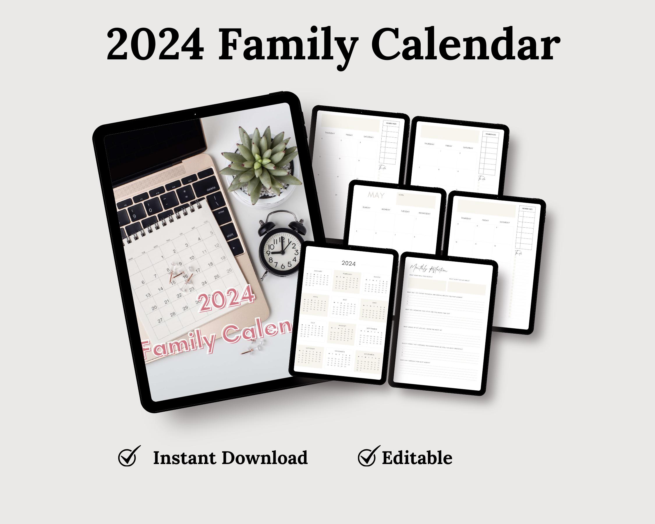 Digital Family Calendar: Printable Monthly Planner (digital Download ...