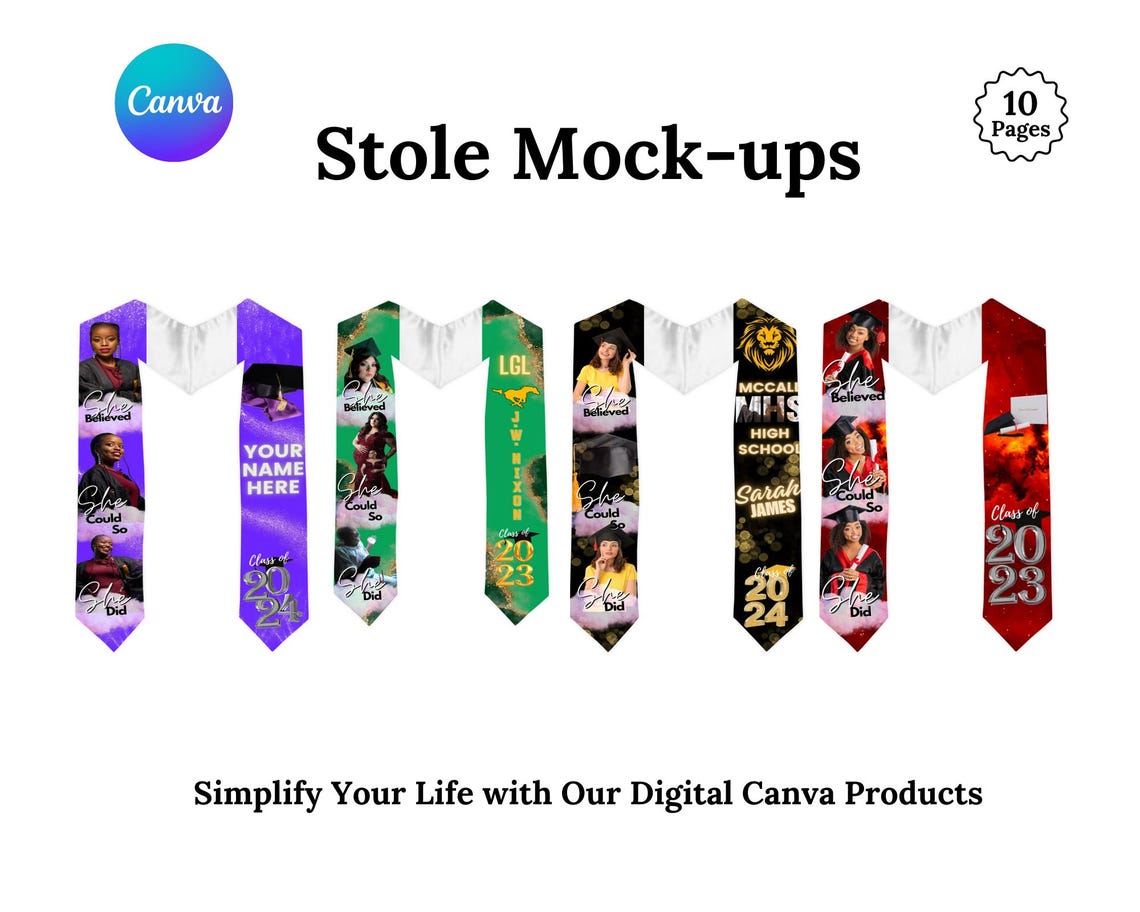Graduation Stole Template: Class of 2025, Canva Editable (digital ...