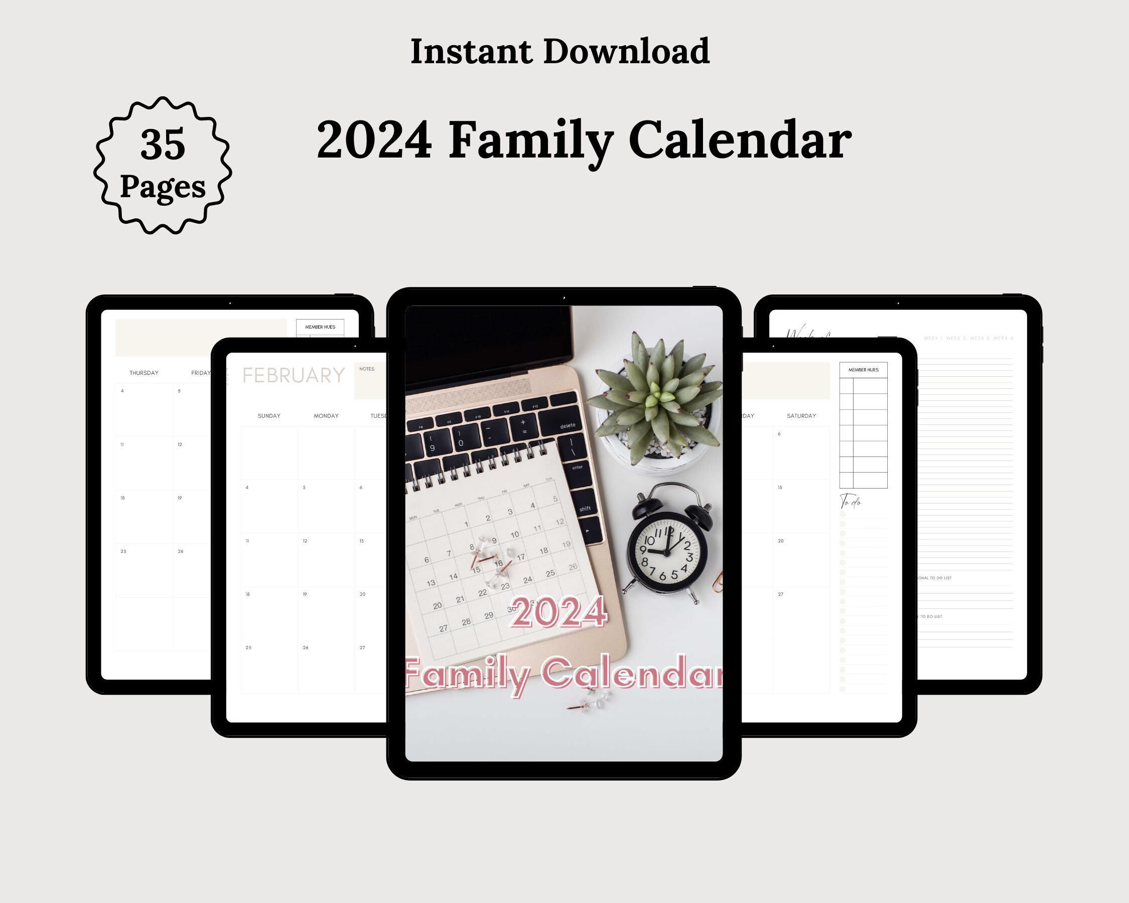 Digital Family Calendar: Printable Monthly Planner (digital Download ...