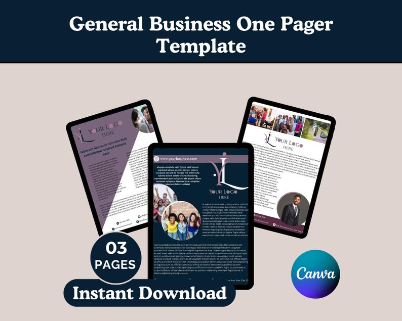 Editable Business One Pager Template: Modern Canva Design (digital ...