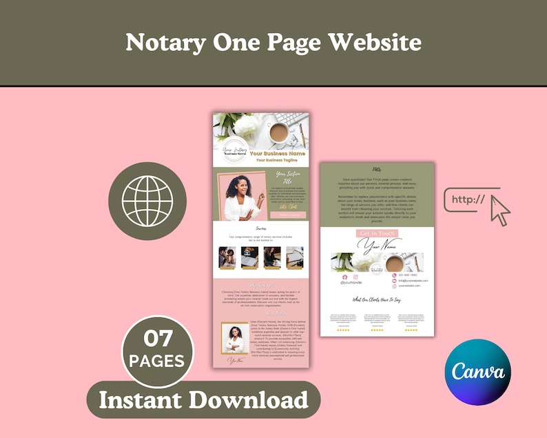 Notary Website Template: Editable One Page Design (instant Download) - Etsy